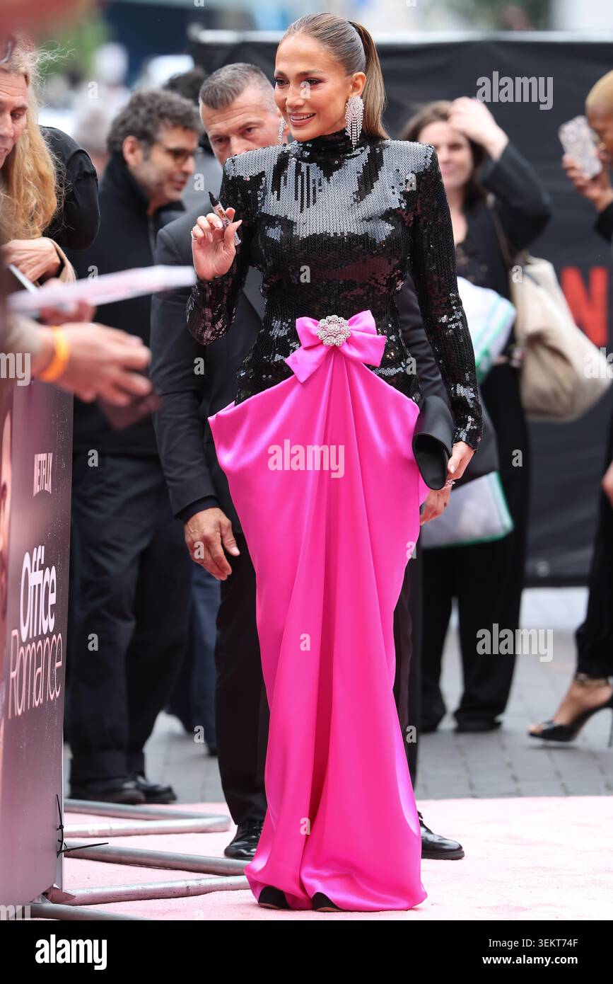 Jennifer Lopez upon arrival at the premiere of the film 'Office Romance ...