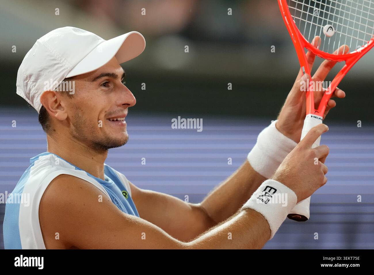 Italy's Matteo Arnaldi reacts during the quarterfinal tennis match ...