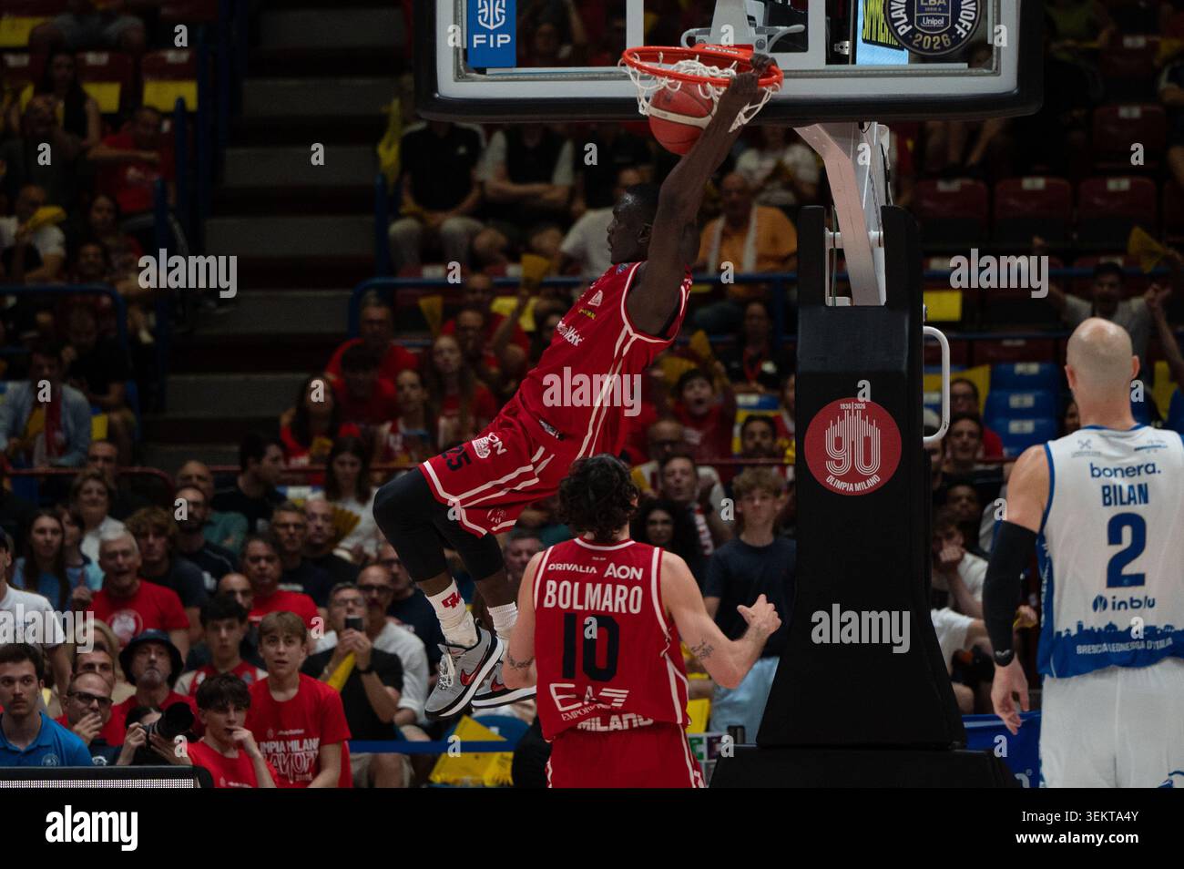 IPA85300689 - Ousmane Diop (Olimpia Milano) scores with a dunk during ...