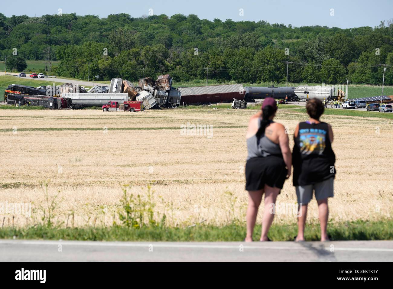 Spectators view damage after a train derailed on Wednesday, June 3 ...