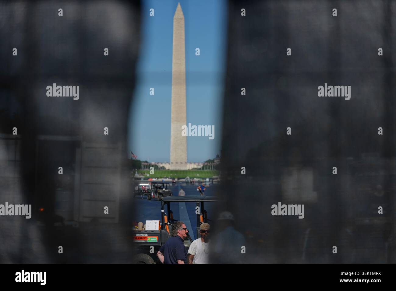 Interior Secretary Doug Burgum, center, tours the Lincoln Memorial ...