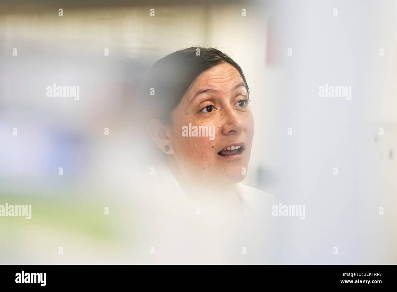 María Inés Barría, a virologist at the Universidad San Sebastián, gives ...