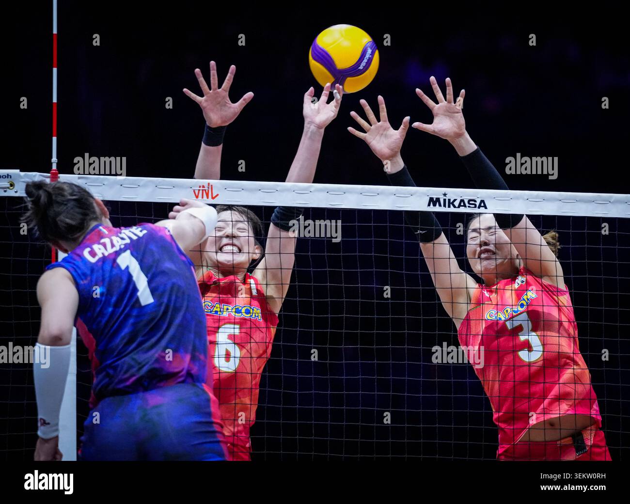 Team Japan Nanami Seki of Japan and her teammate Haruyo Shimamura jump ...