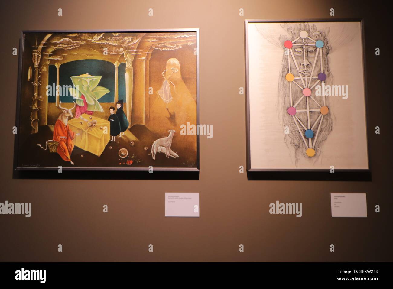 Leonora Carrington paint is seen during the immersive exhibition "Magic ...