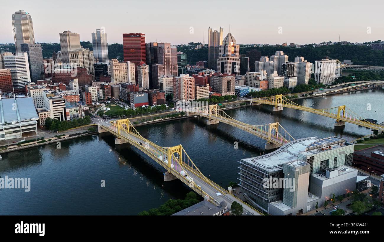 The skyline of downtown Pittsburgh is shown along the banks of the ...
