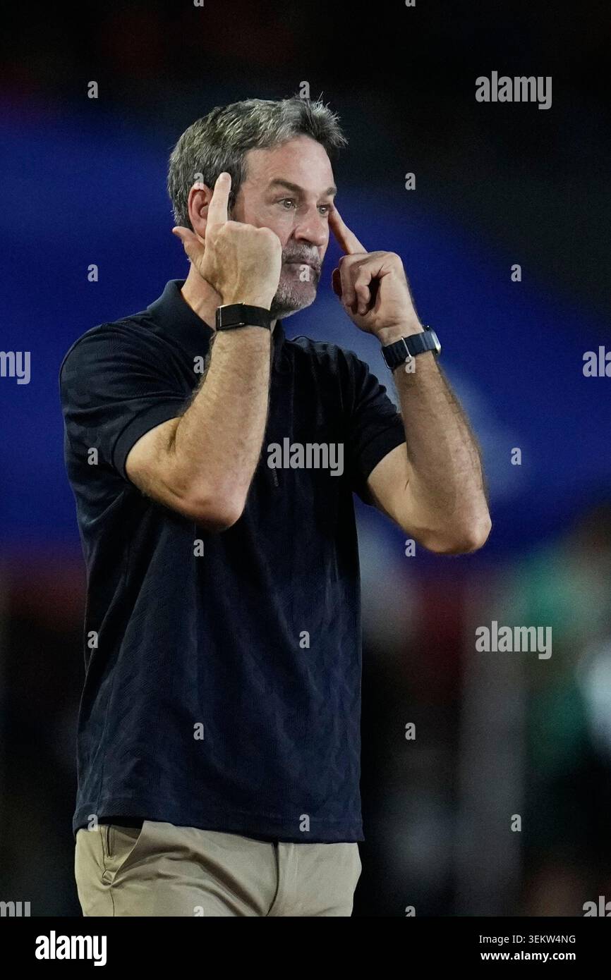 Panama's coach Thomas Christiansen gestures during a friendly soccer ...