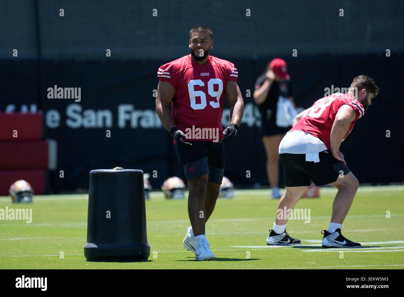 San Francisco 49ers' Enrique Cruz Jr. (69) during NFL football practice ...