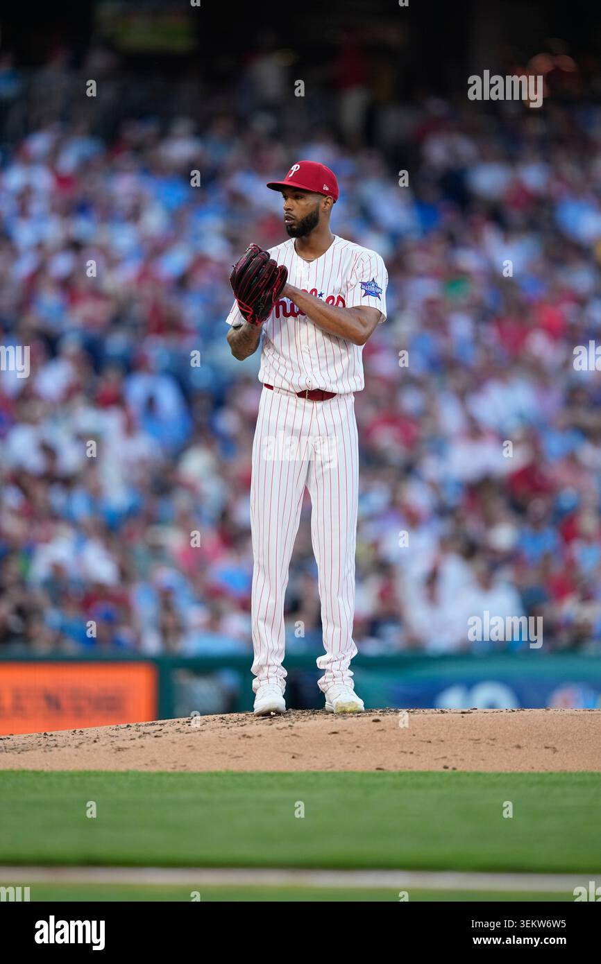 Philadelphia Phillies' Cristopher Sánchez plays during a baseball game ...