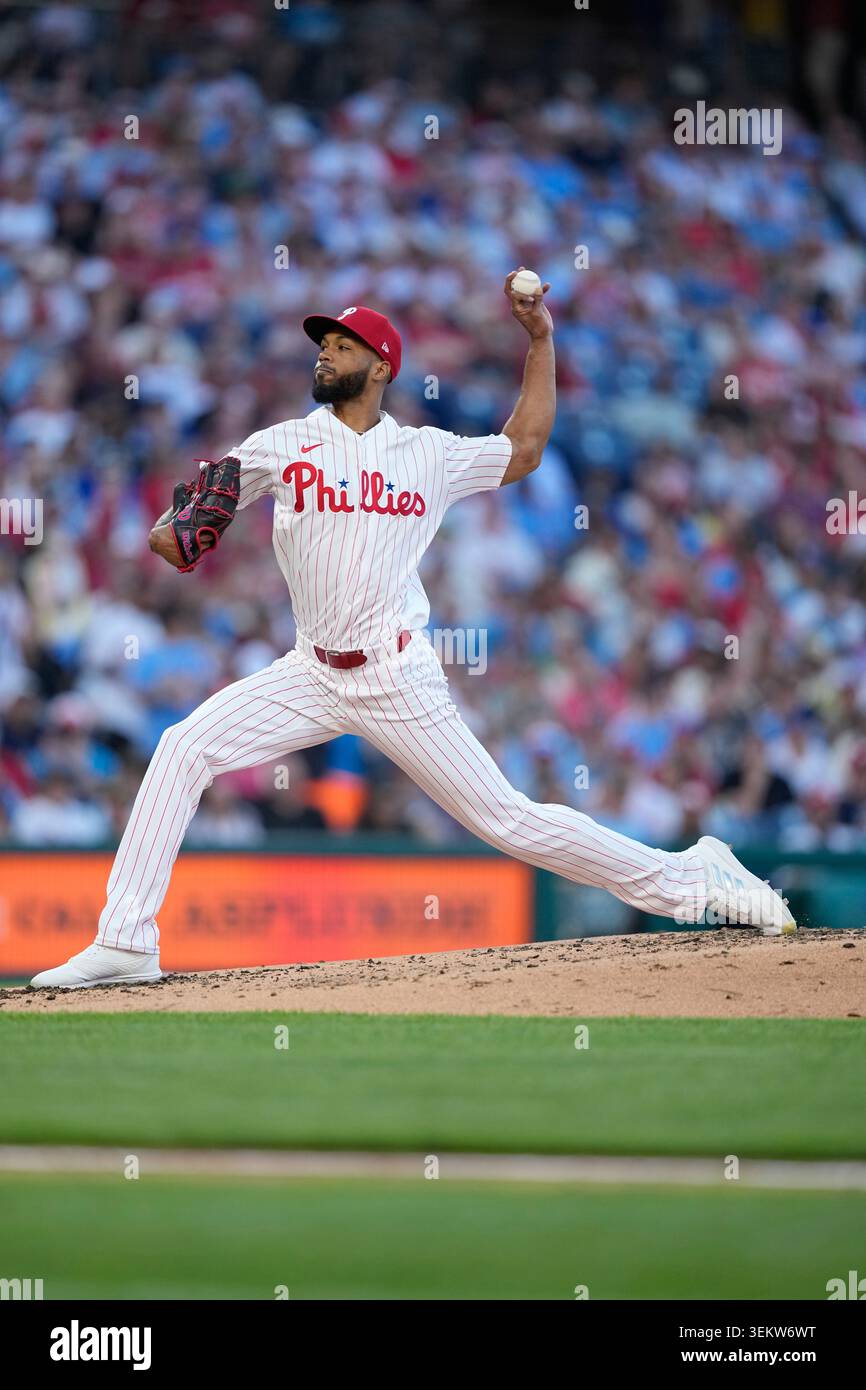 Philadelphia Phillies' Cristopher Sánchez plays during a baseball game ...