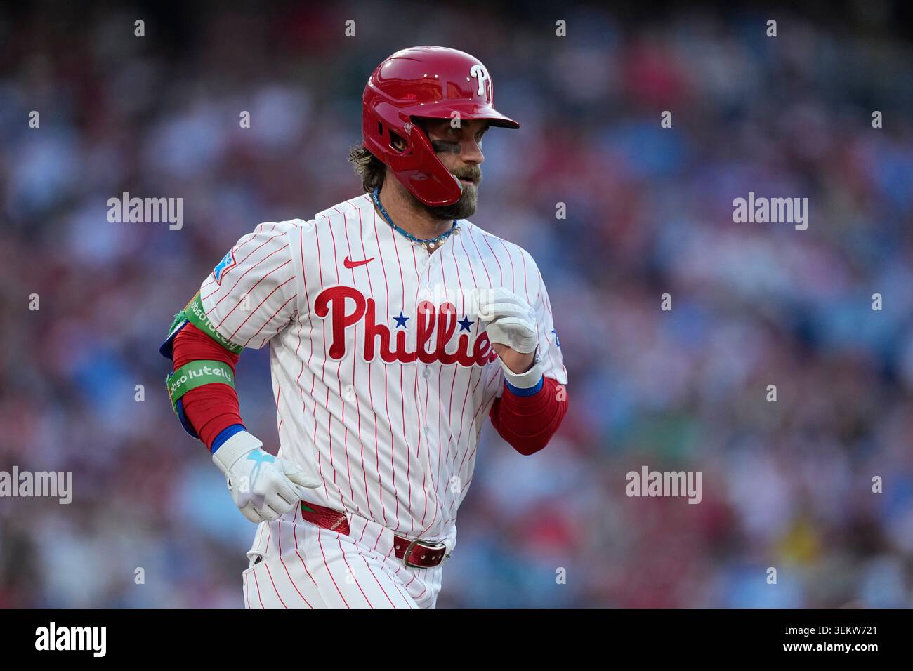Philadelphia Phillies' Bryce Harper plays during a baseball game ...