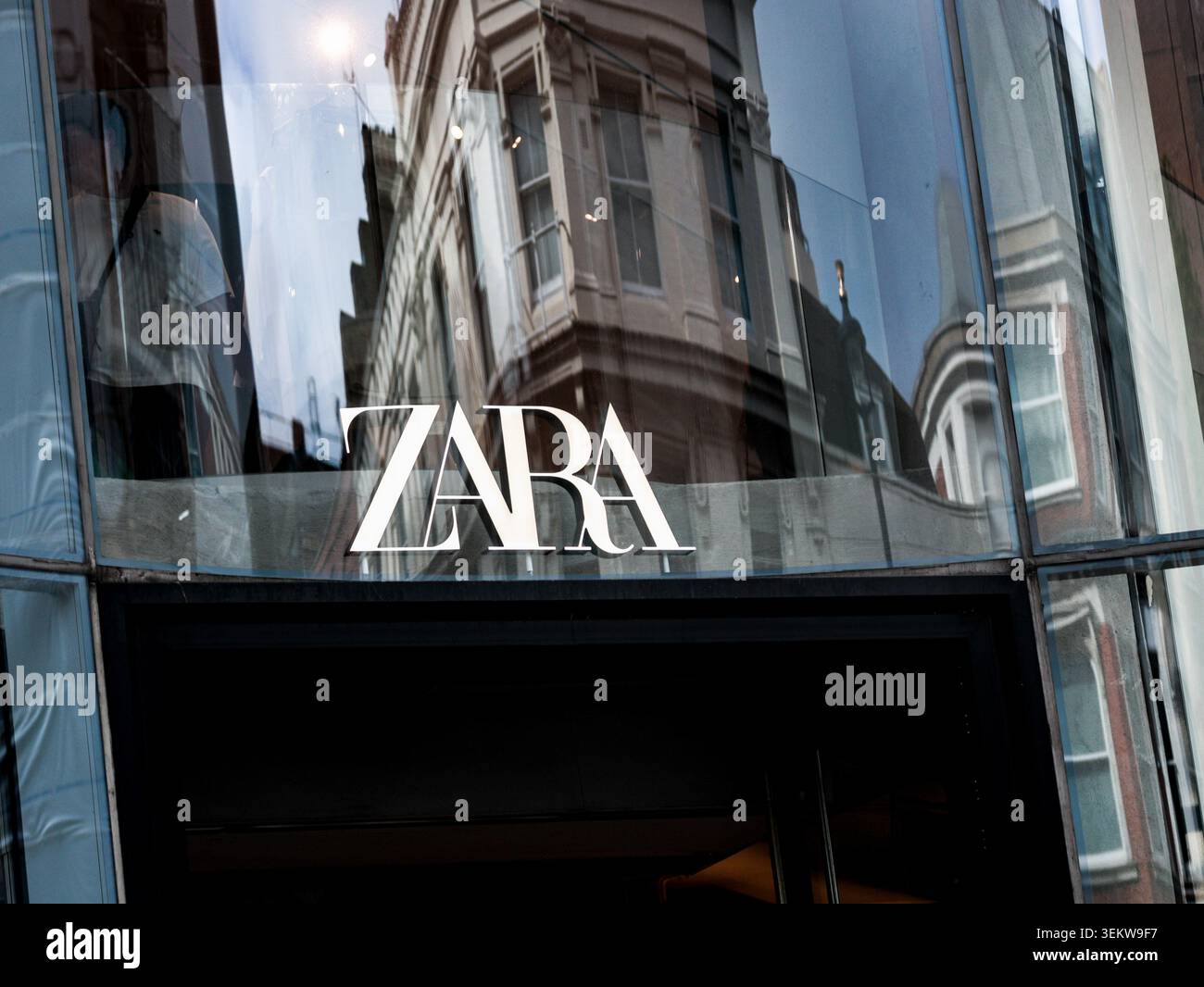Zara logo is seen displayed on landmark shopping area on Oxford Street ...