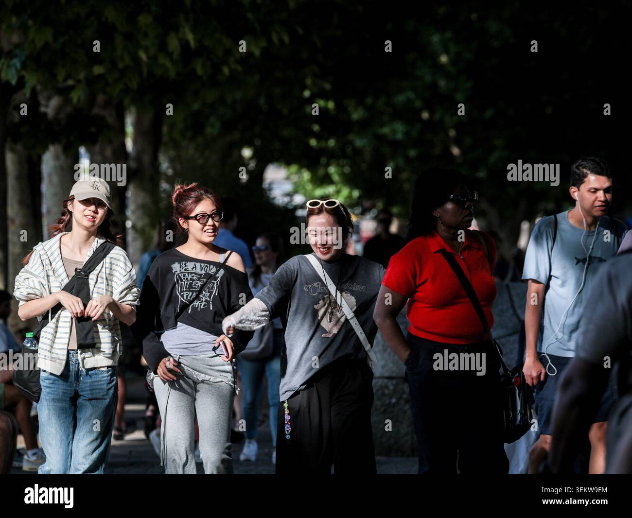People seen walking at river Thames boulevard in Southbank district ...