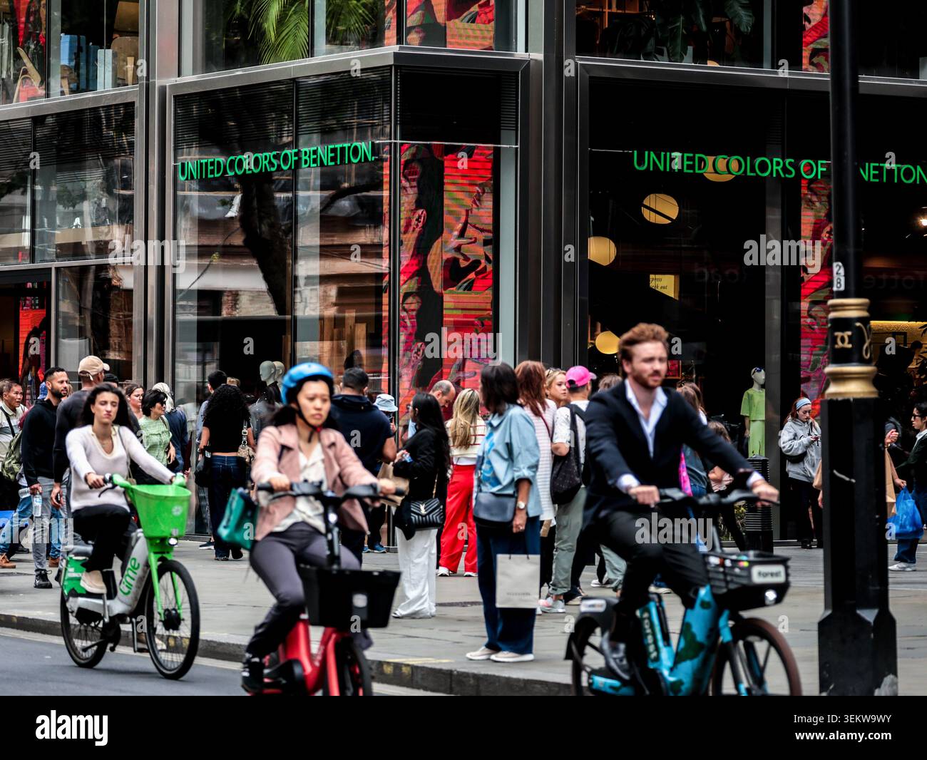 United Colours of Benetton shop is seen a busy Oxford Street in central ...