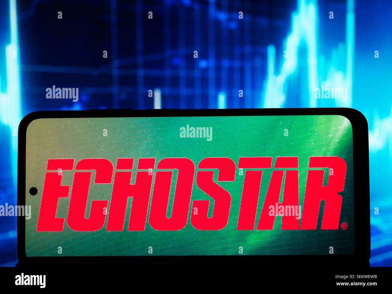 In this photo illustration, Echostar Corporation logo seen displayed on ...