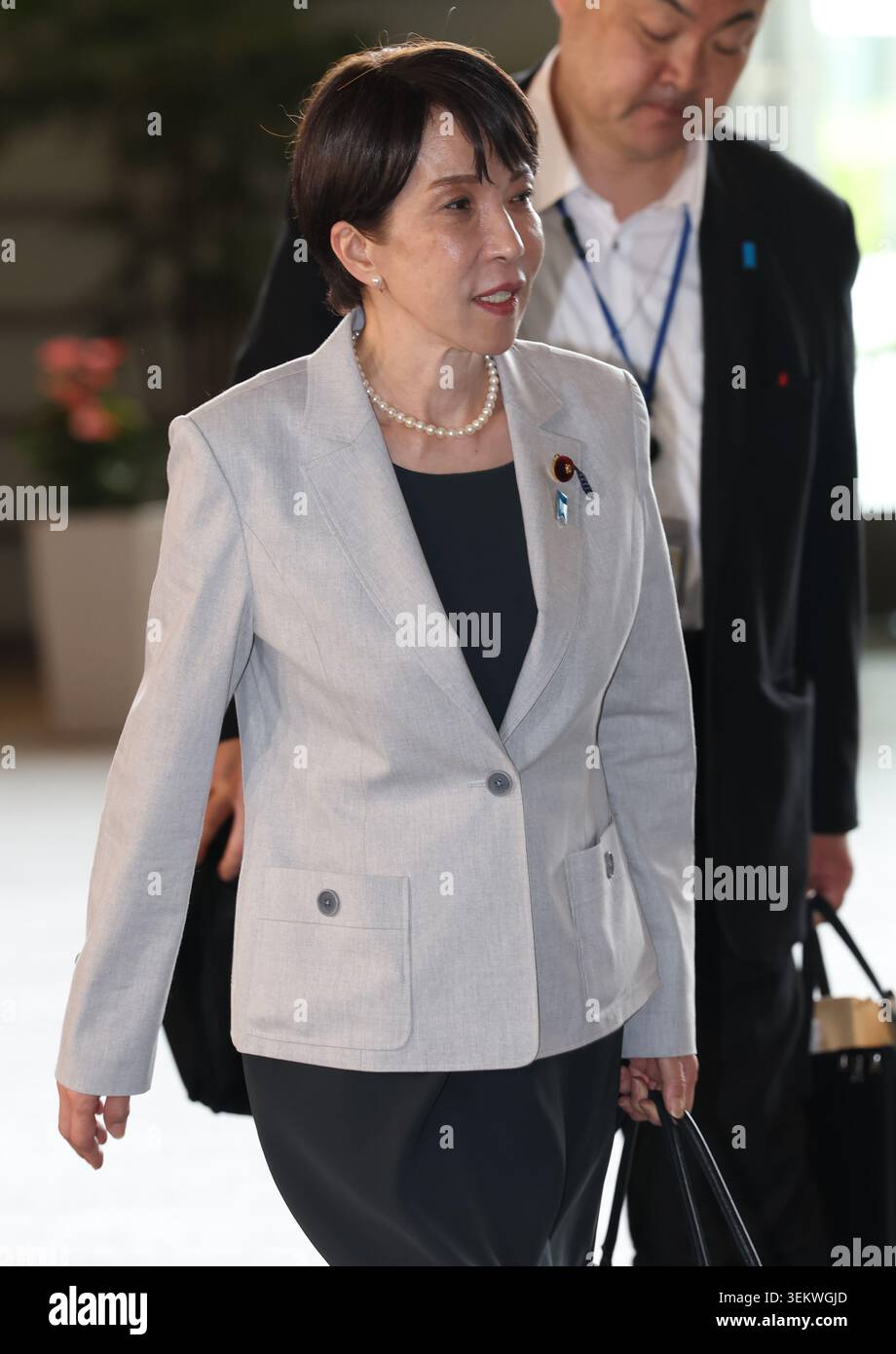 Japanese Prime Minister Sanae Takaichi arrives at her office in Tokyo ...