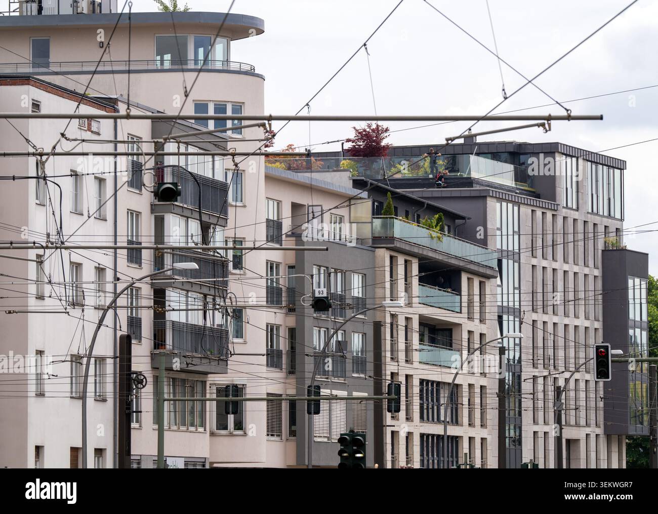 03 June 2026, Berlin: Newly built apartment buildings on Berliner Allee ...