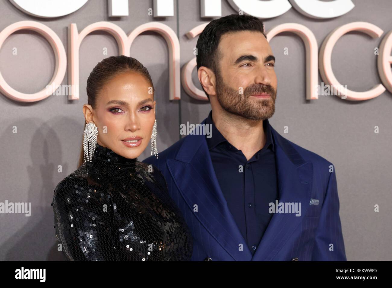 Jennifer Lopez and Brett Goldstein at the premiere of the Netflix film ...