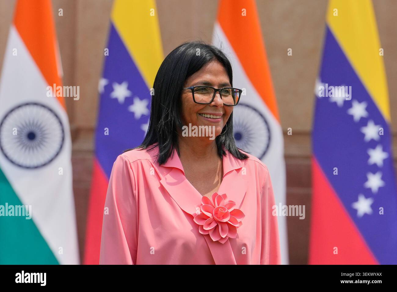 Venezuela's acting President Delcy Rodriguez arrives for a meeting with ...