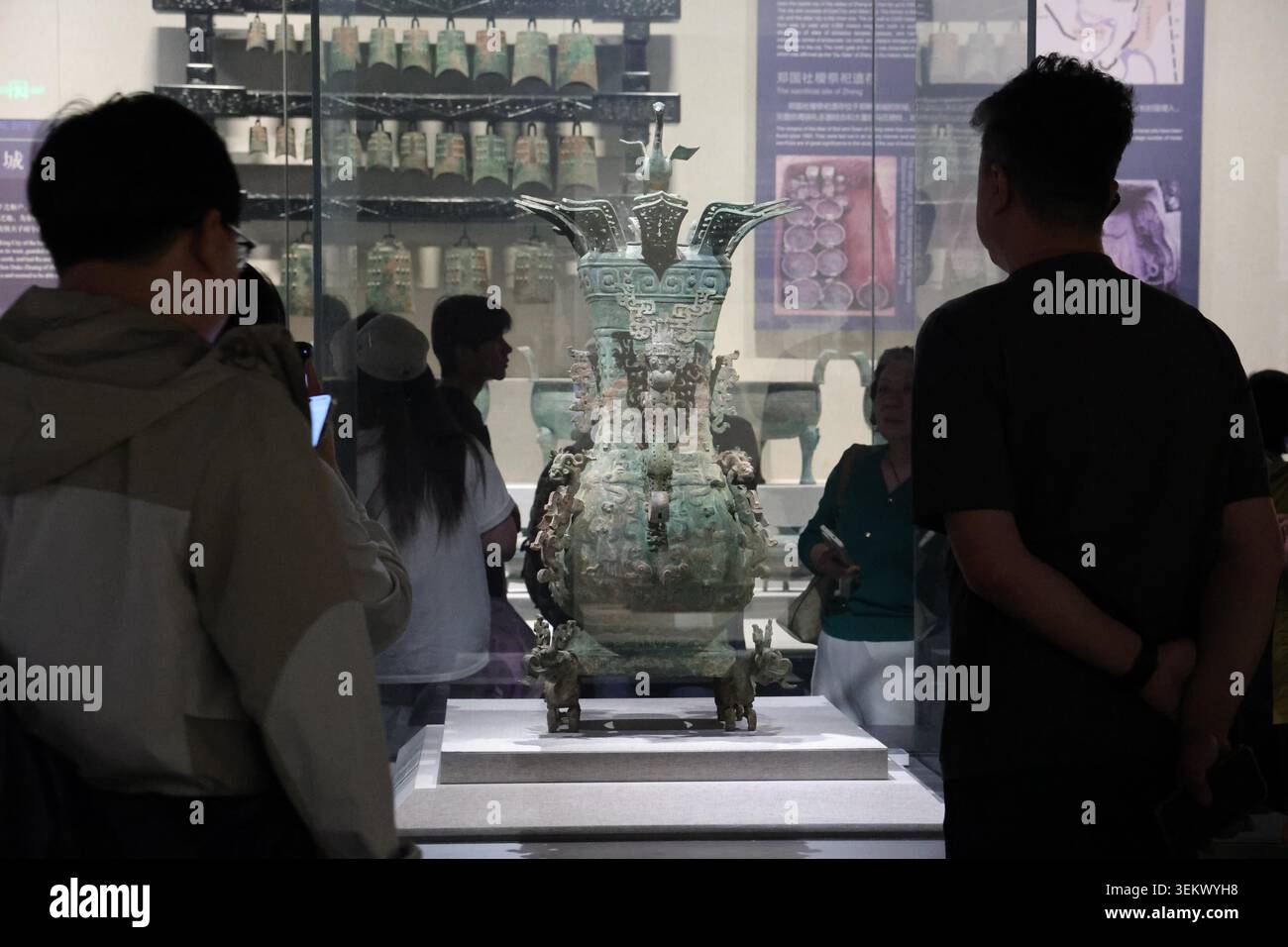 The Lotus and Crane Square Pot is displayed at Henan Museum in ...