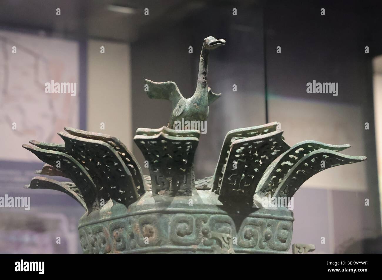 The Lotus and Crane Square Pot is displayed at Henan Museum in ...