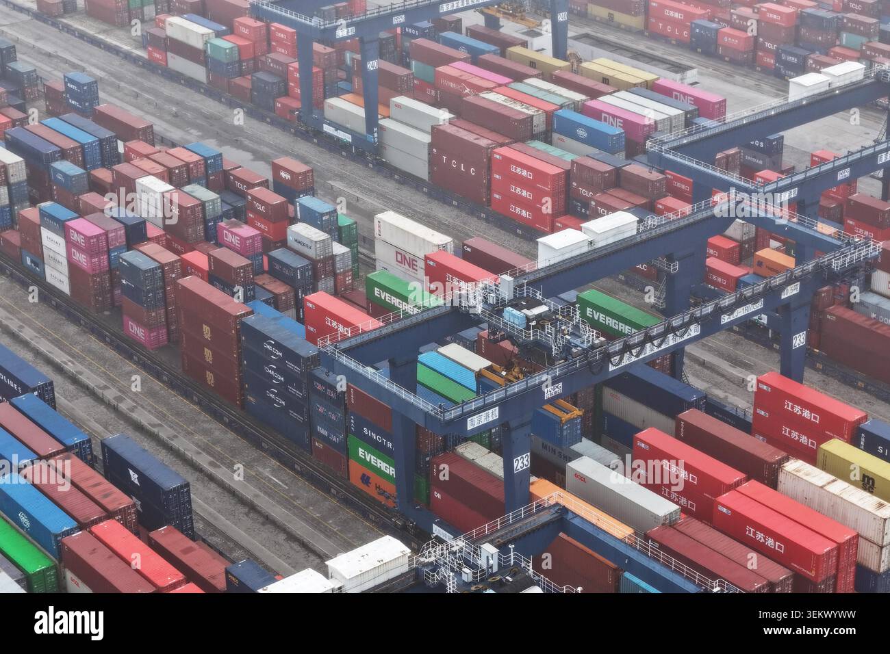 Containers are handled at Longtan Container Terminal in Nanjing, east ...