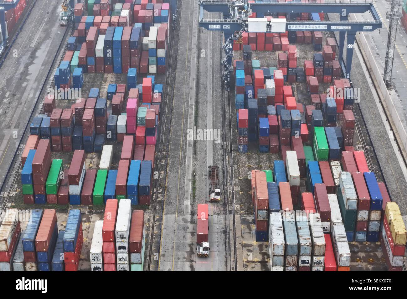 Containers are handled at Longtan Container Terminal in Nanjing, east ...