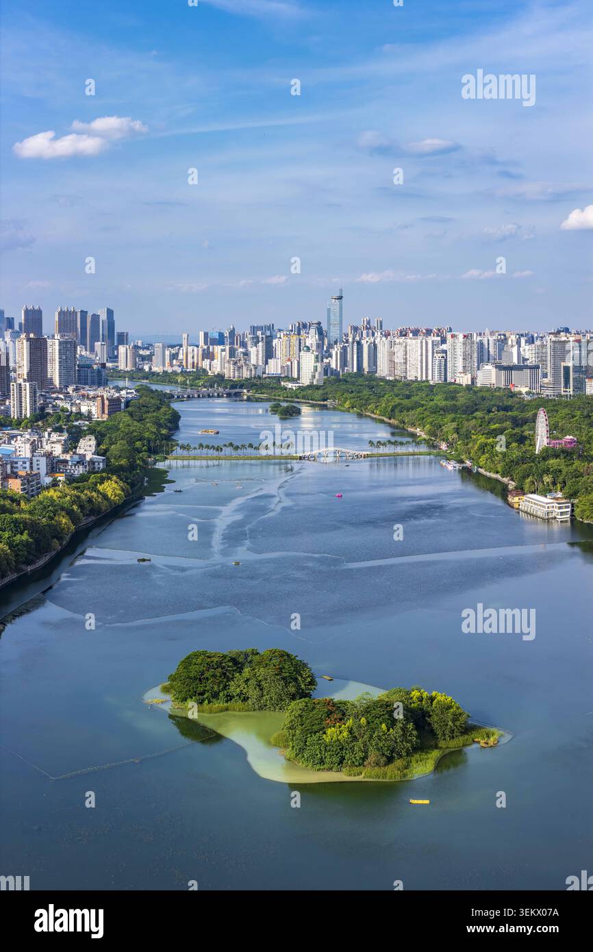 Aerial photos show Nanning's lush urban landscape with South Lake Park ...