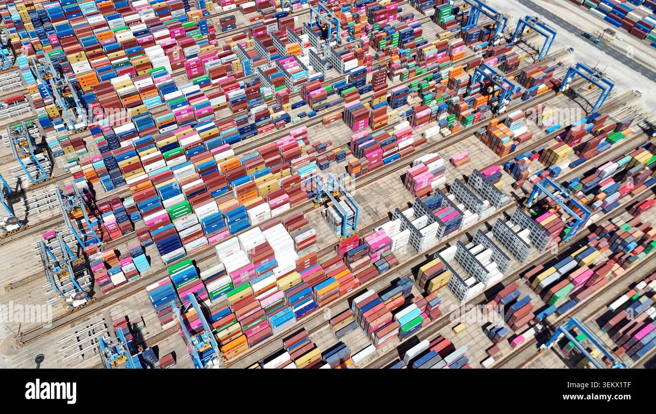 Automated cranes transport goods at Qingdao Port in east China's ...