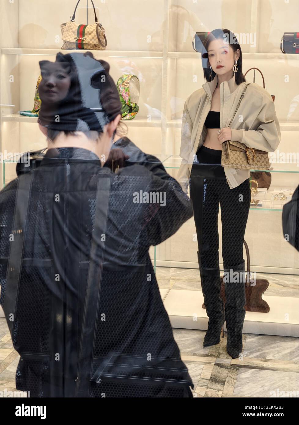 Chinese singer Curley Gao attends a GUCCI brand event at Wuhan SKP ...