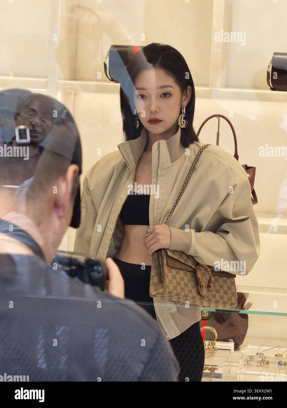 Chinese singer Curley Gao attends a GUCCI brand event at Wuhan SKP ...