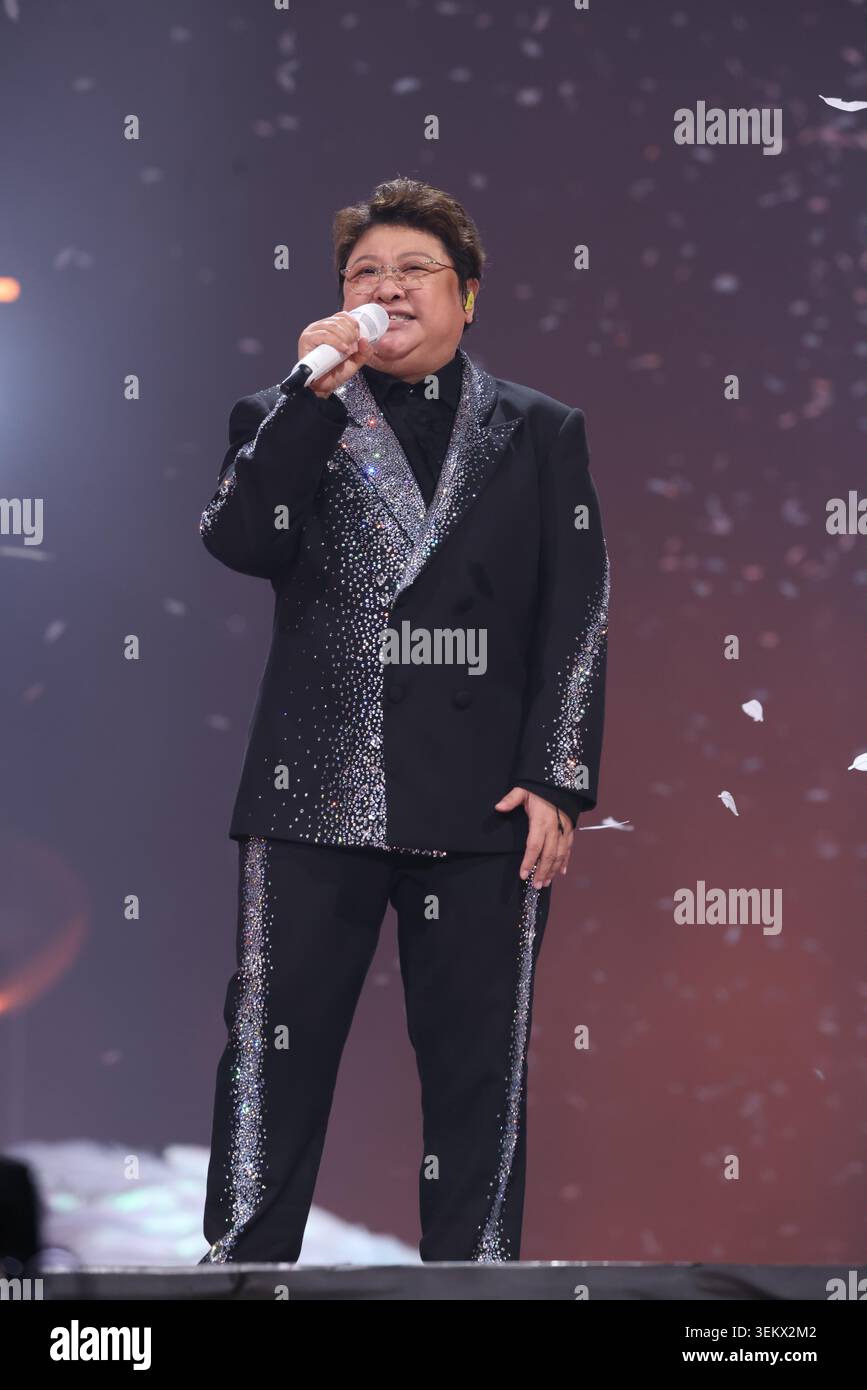 Chinese singer Han Hong attends the PEACEBIRD 30th anniversary fashion ...