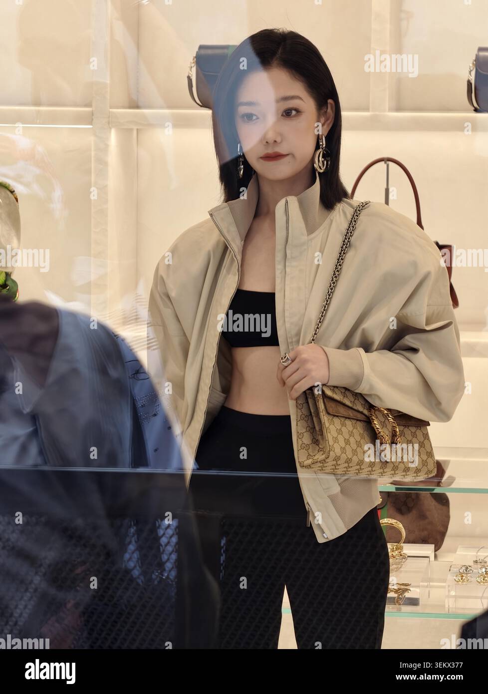 Chinese singer Curley Gao attends a GUCCI brand event at Wuhan SKP ...