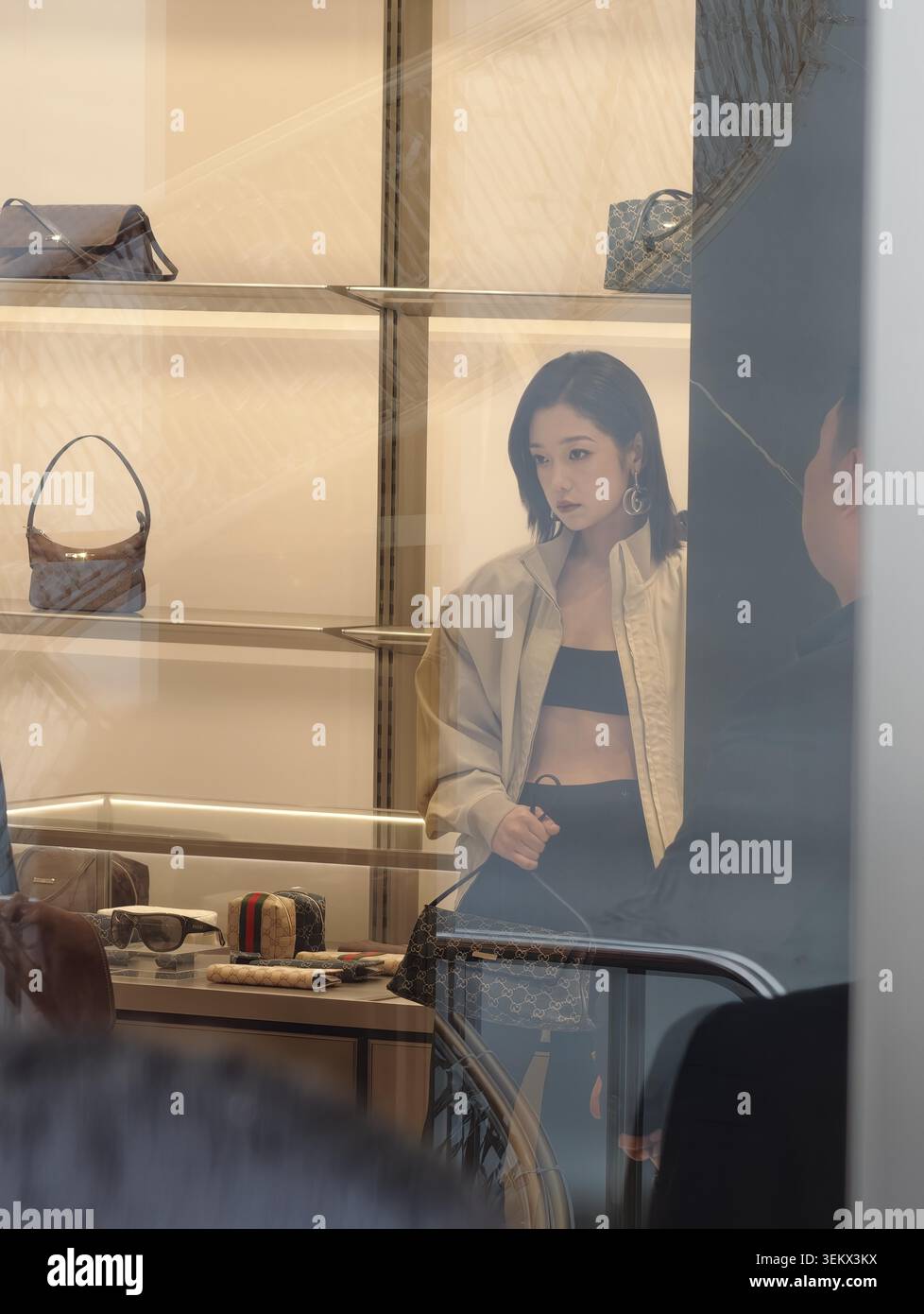 Chinese singer Curley Gao attends a GUCCI brand event at Wuhan SKP ...