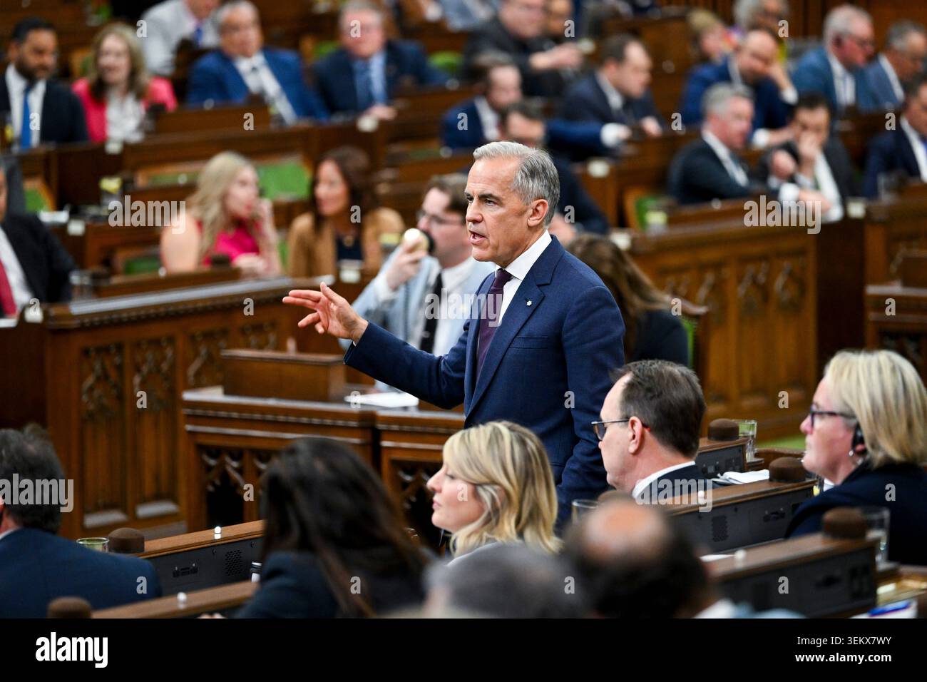 Prime Minister Mark Carney rises during question period in the House of ...