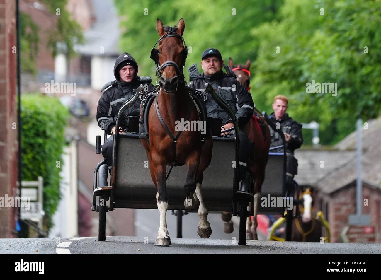 People in horse drawn carriages during the Appleby Horse Fair, the ...