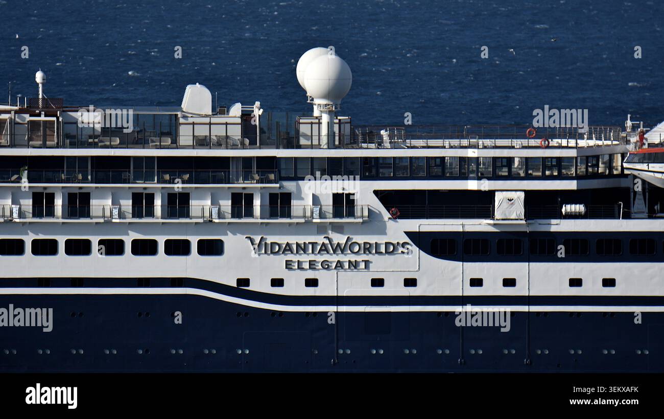 The passenger cruise ship VidantaWord's Elegant arrives at the French ...