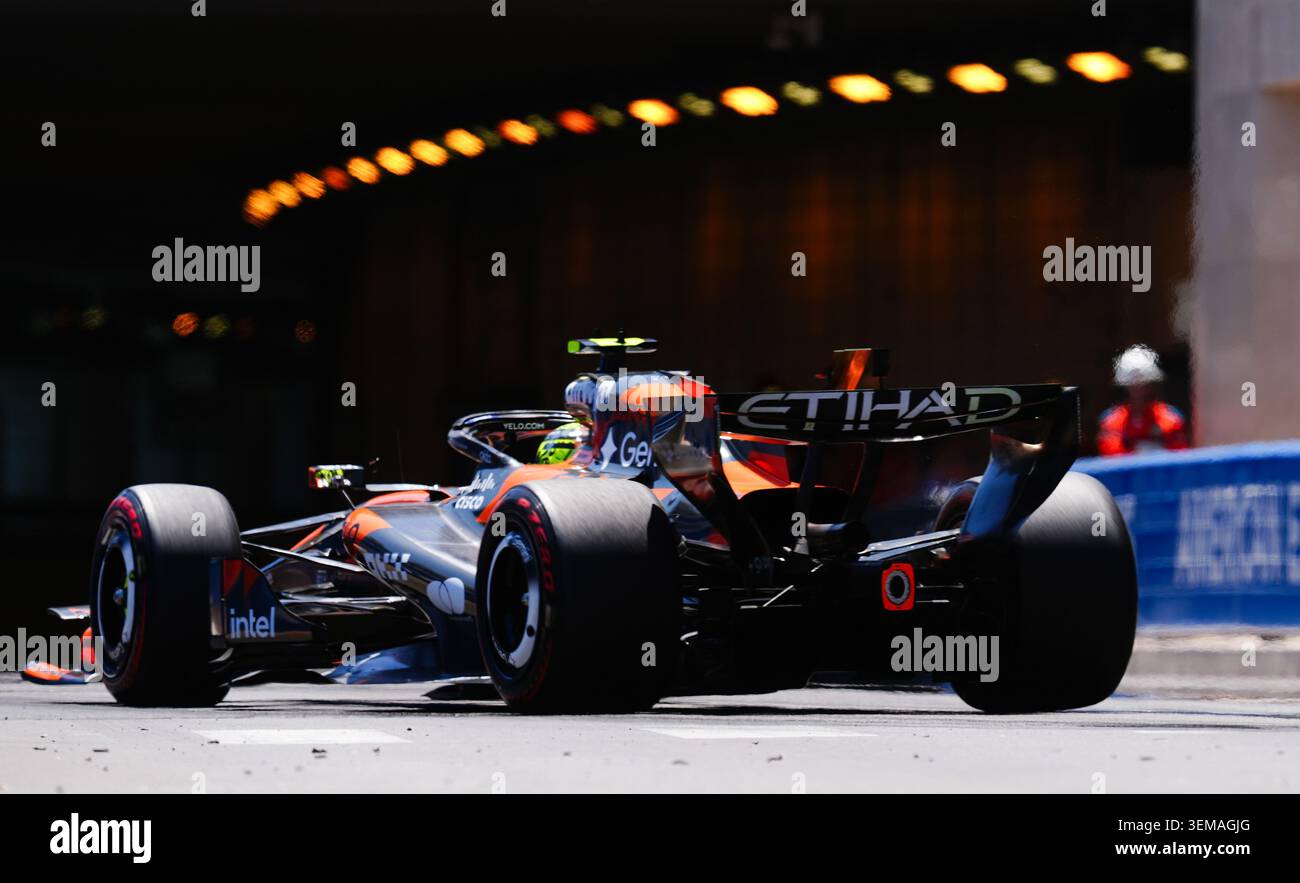 McLaren driver Lando Norris during practice at the Circuit de Monaco ...