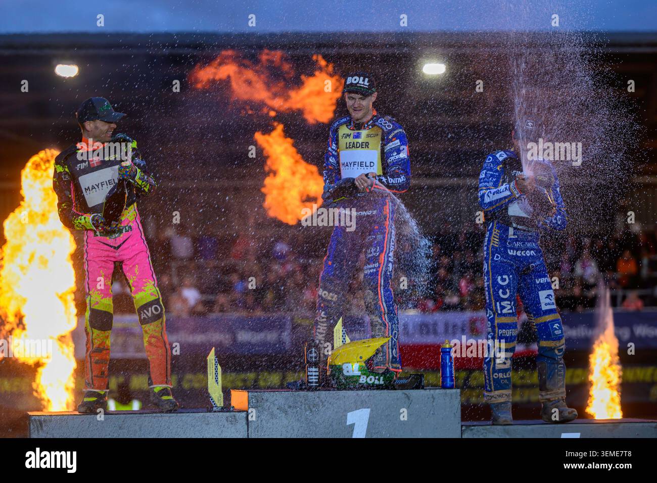 Champagne capers during the ATPI FIM Speedway GP of Manchester at the ...
