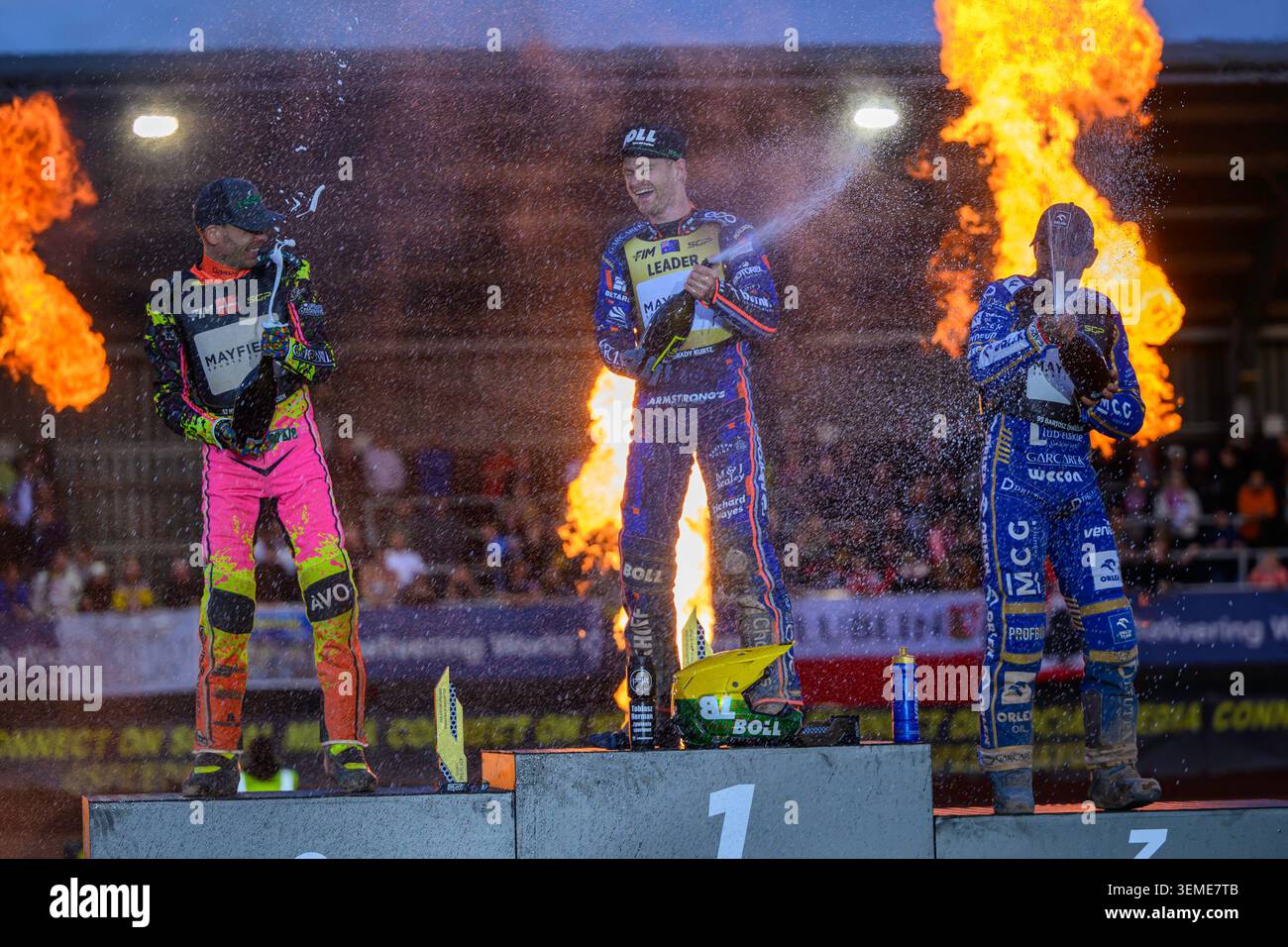 Champagne capers during the ATPI FIM Speedway GP of Manchester at the ...