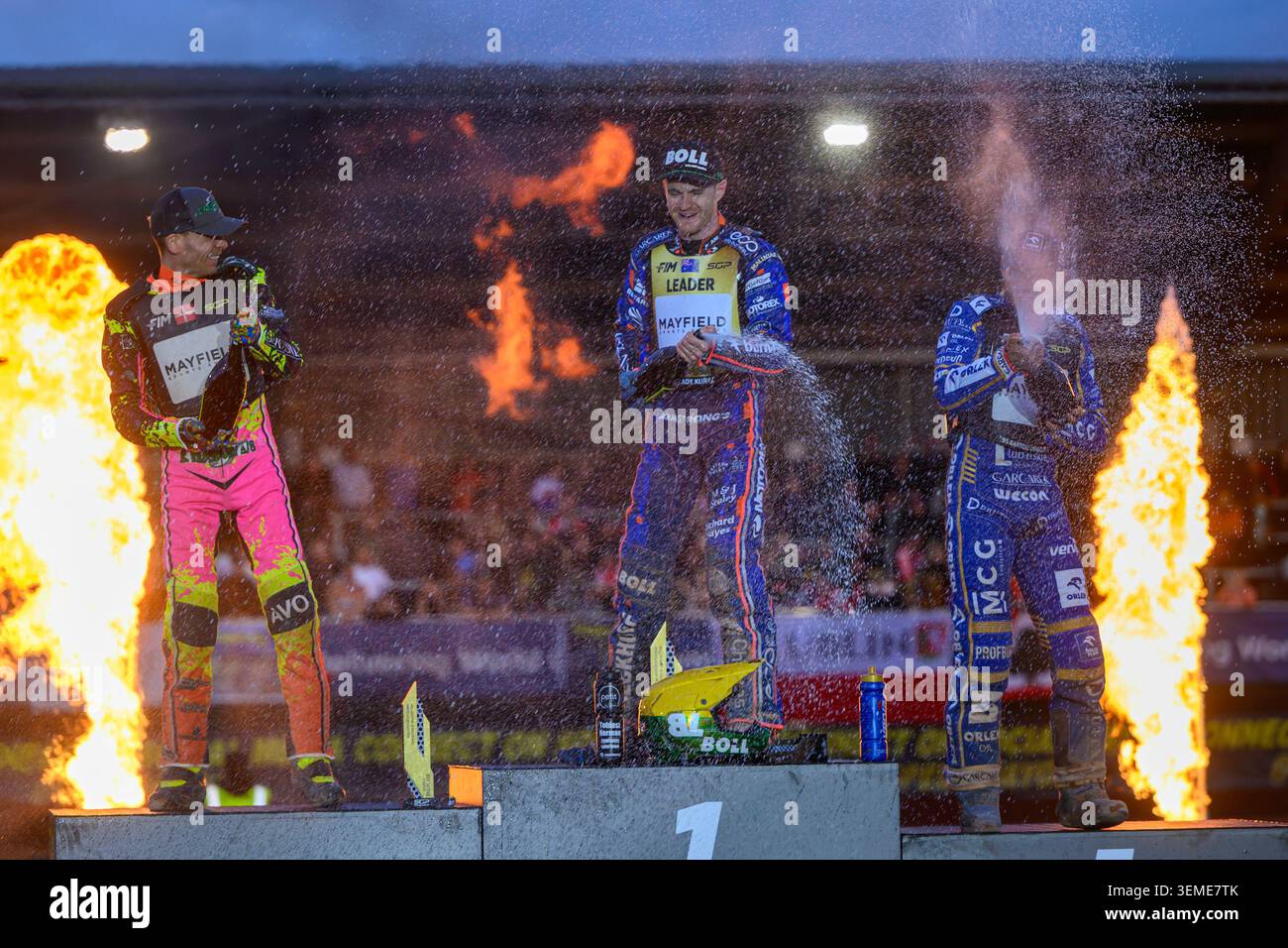 Champagne capers during the ATPI FIM Speedway GP of Manchester at the ...
