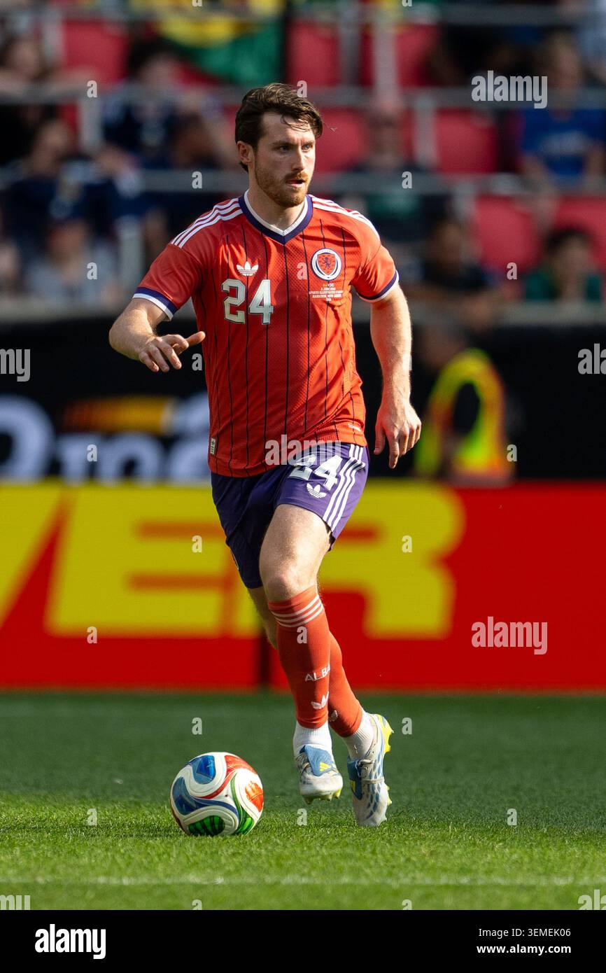 Anthony Ralston (24) of Scotland plays the ball during an international ...