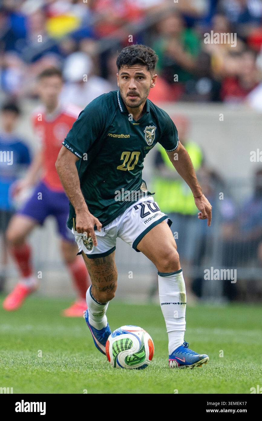 Tonino Melgar (20) of Bolivia plays the ball during an international ...