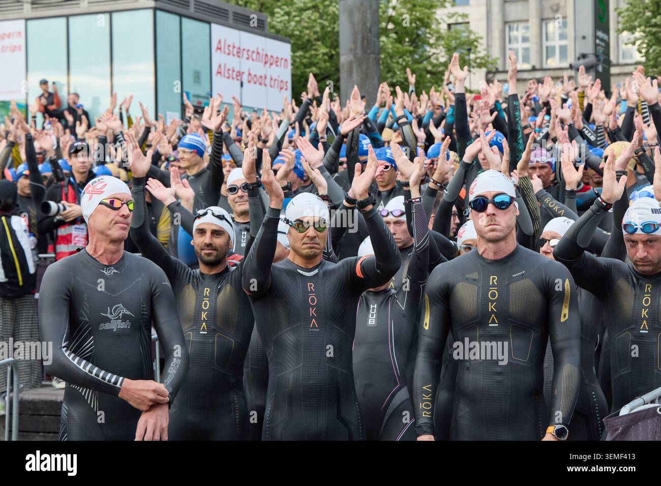 07 June 2026, Hamburg: Triathlon, European Championships, Ironman, men ...