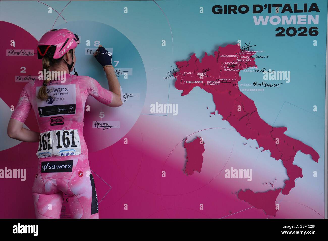 The pink jersey Netherlands’s Anna van der Breggen of Team SD Worx ...