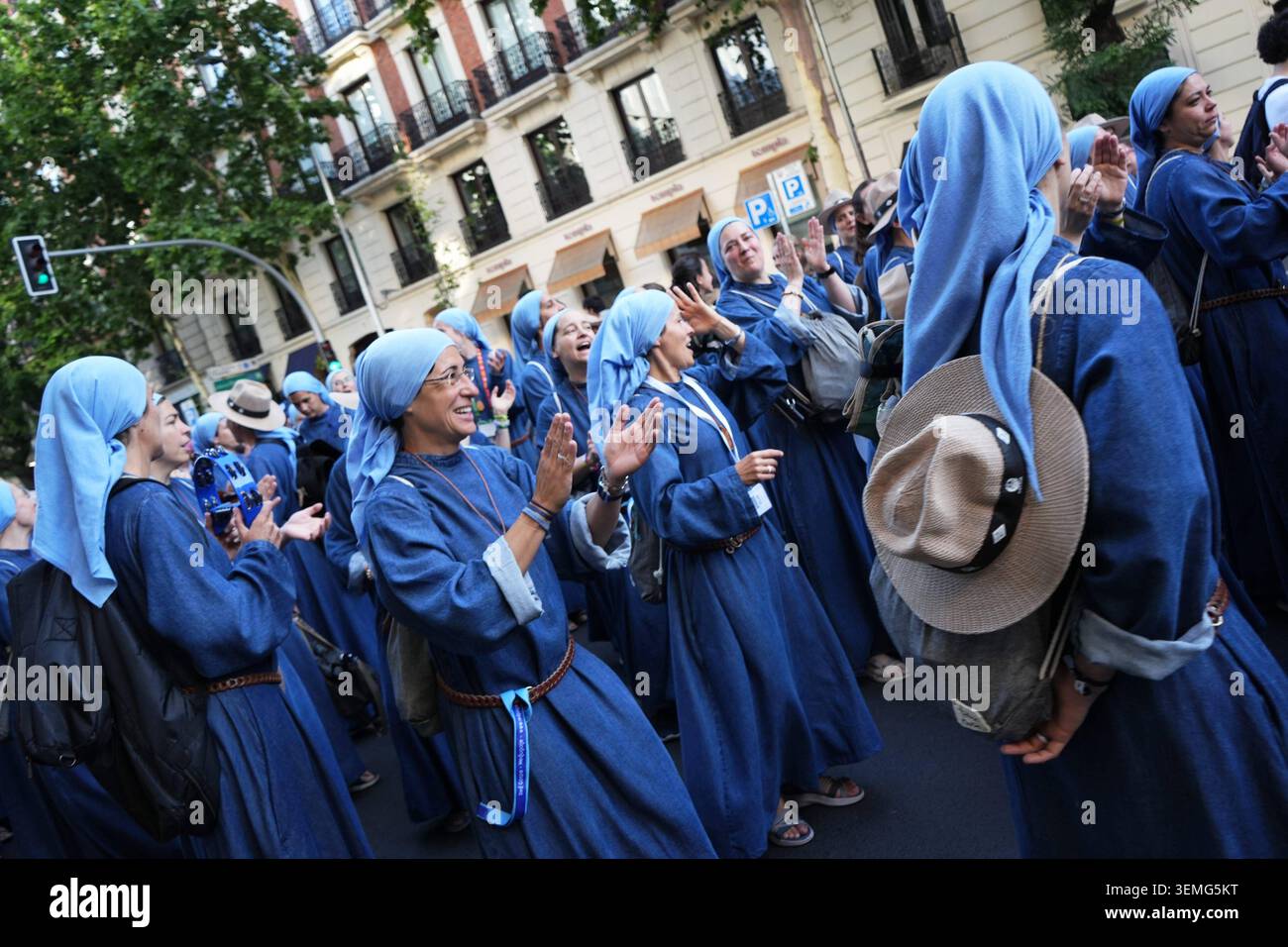 General atmosphere of the streets of central Madrid during the visit of ...