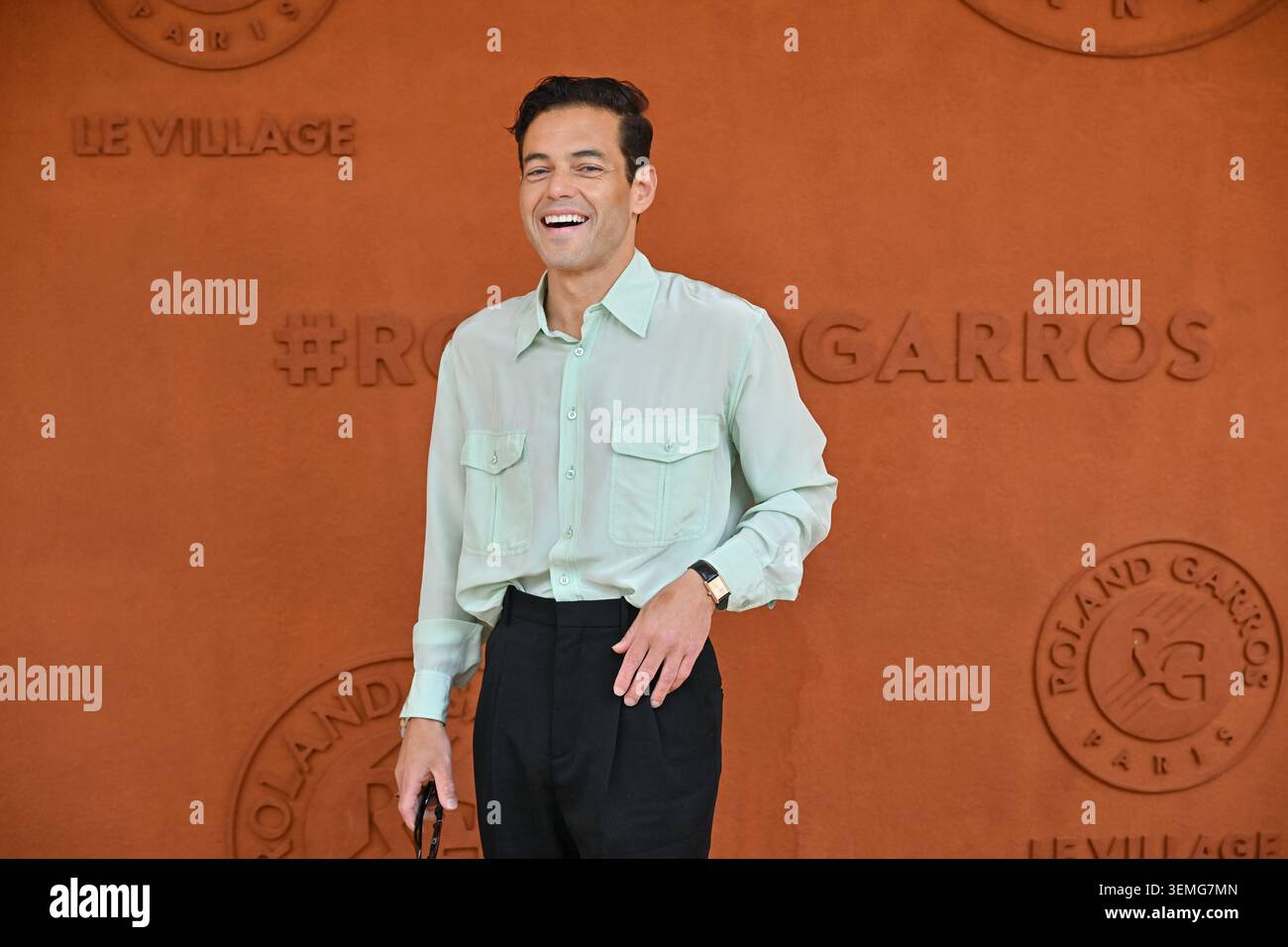 Rami Malek posing at the village during Day Fifteen of the 2026 French ...