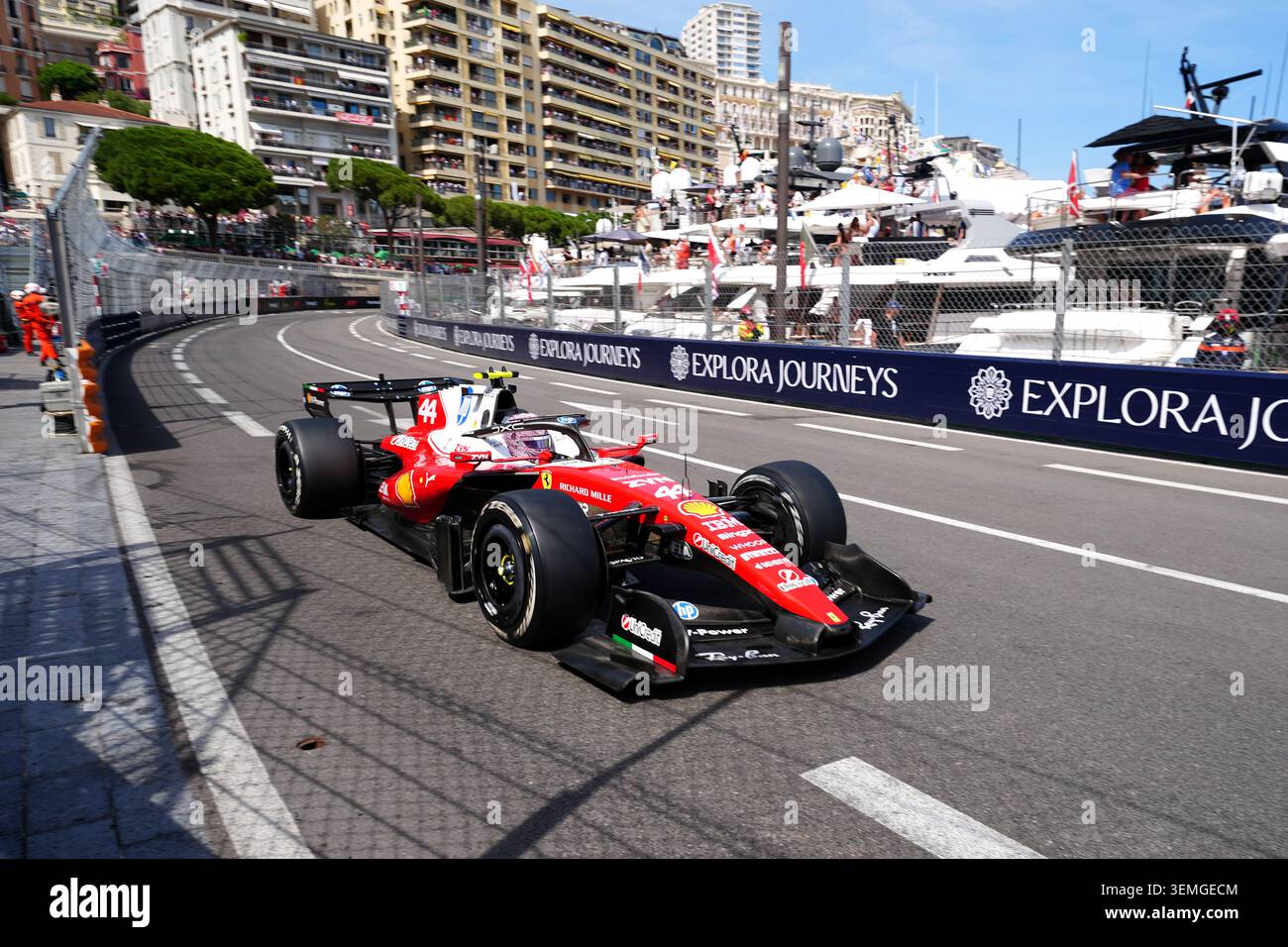 Ferrari's Lewis Hamilton goes past during the Monaco Grand Prix at the ...