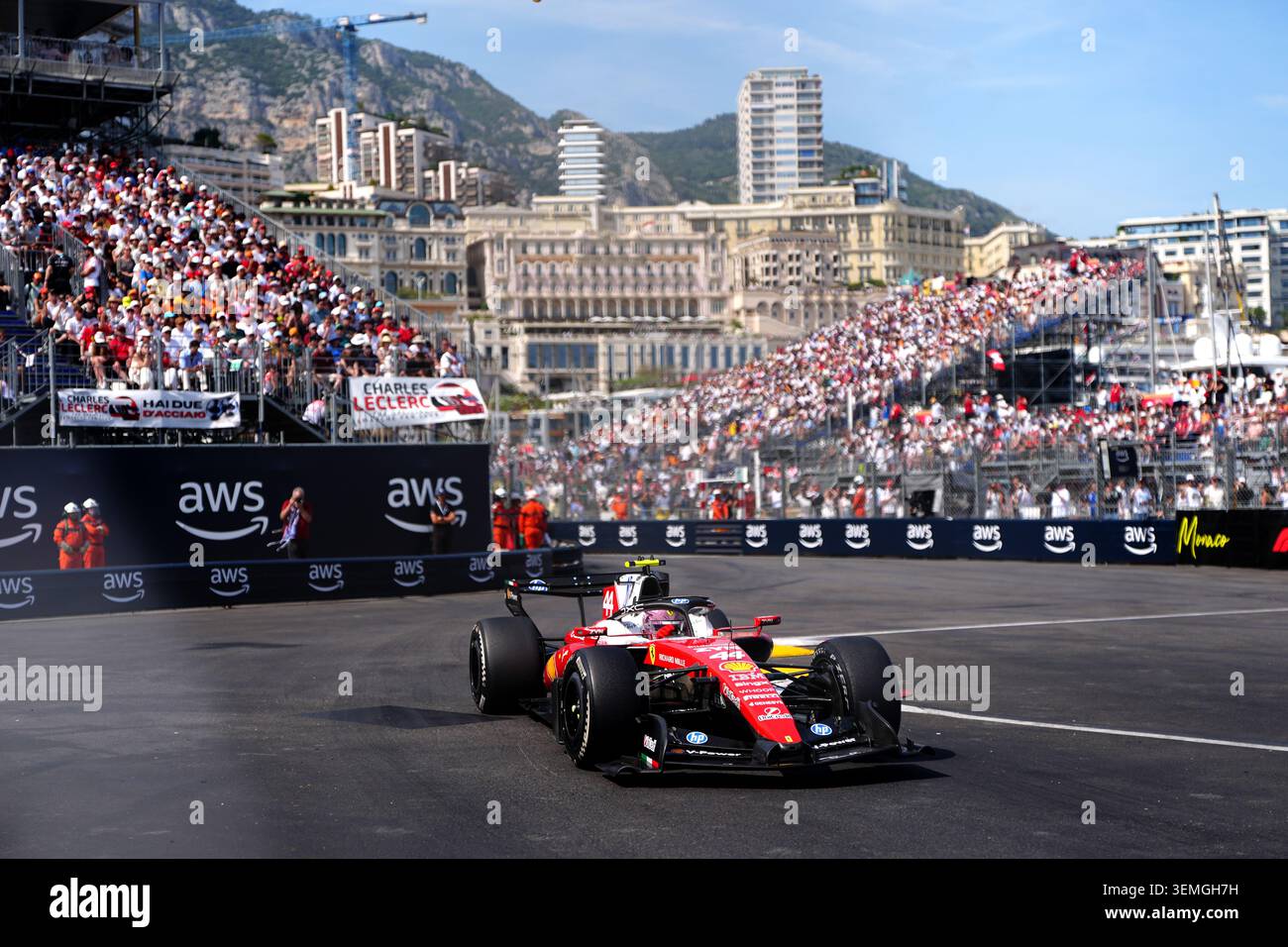 Ferrari's Lewis Hamilton during the Monaco Grand Prix at the Circuit de ...