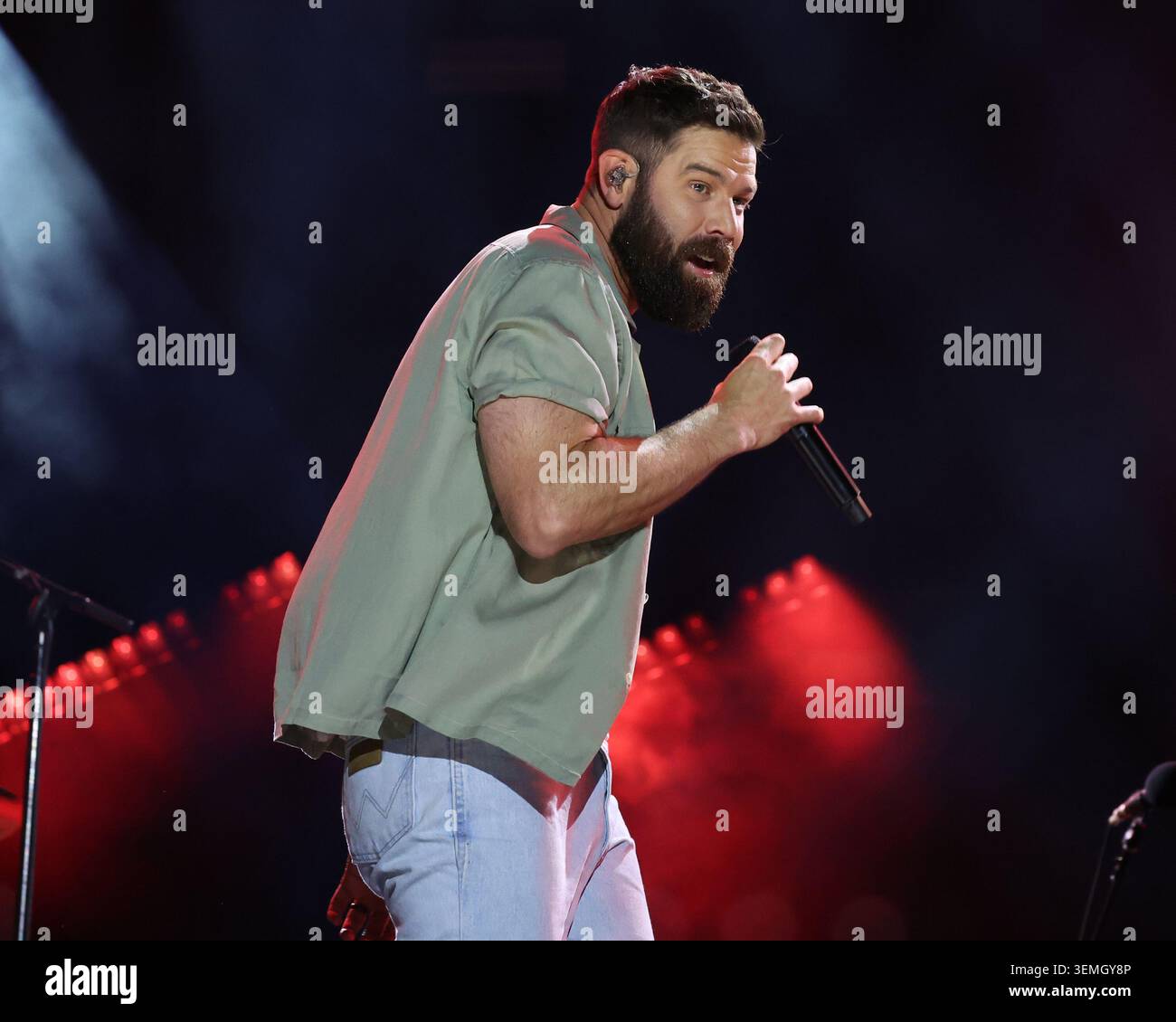 Jordan Davis onstage at day three of the CMA Music Festival held at ...