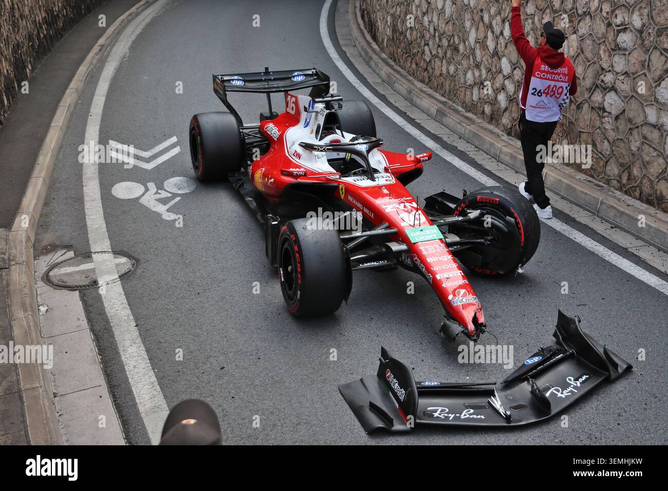 Monaco, Monte Carlo. 07th June, 2026. The damaged Scuderia Ferrari SF ...